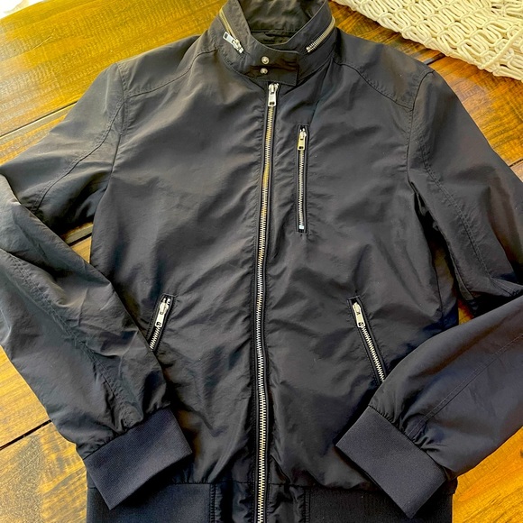 H&M | Jackets & Coats | Hm Nylon Blend Lightweight Navy Bomber Jacket ...